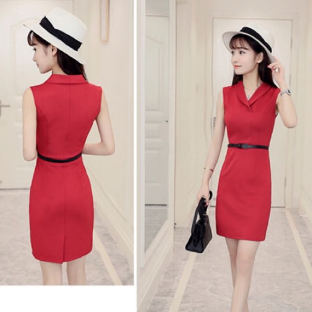 Hot red OL Dress, Women's Fashion, Dresses & Sets, Dresses on Carousell