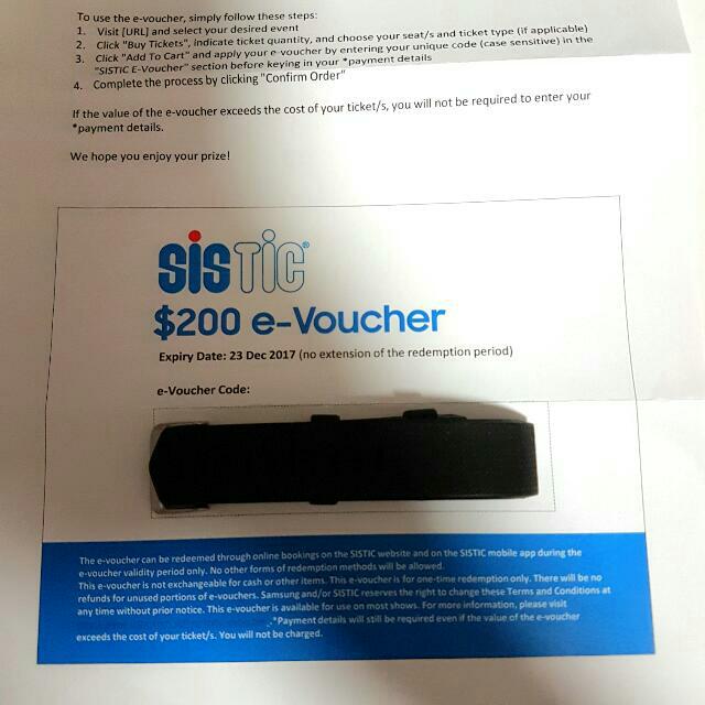 sistic evoucher, Tickets & Vouchers, Vouchers on Carousell