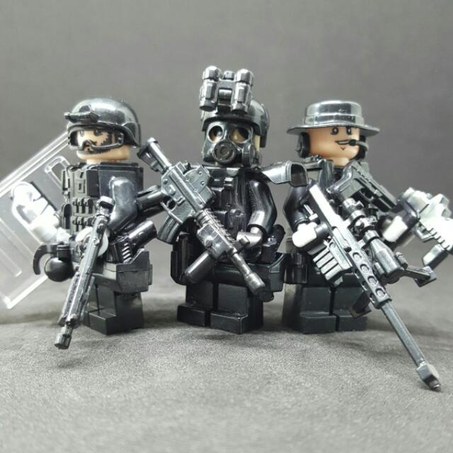 Lego Compatible Minifig SWAT Special Ops Alpha TEAM With Full Weapons ...