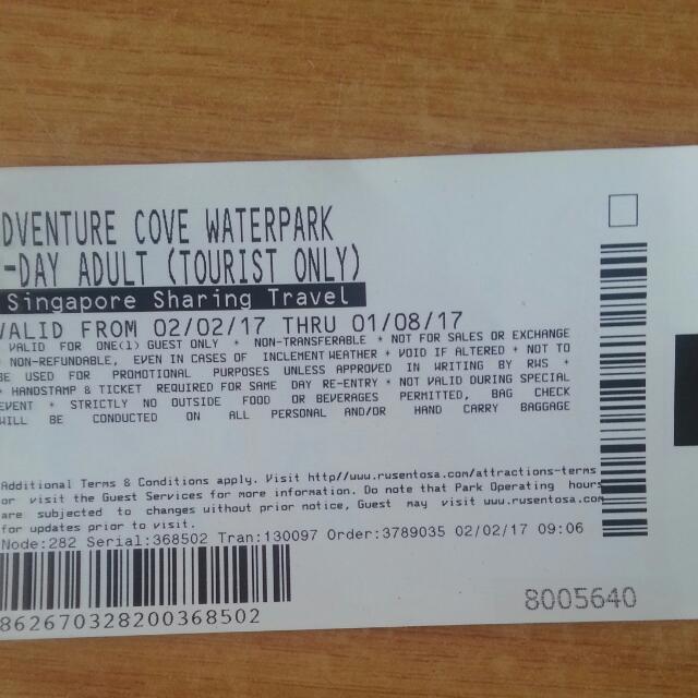 Adventure cove Water Park Ticket 1-day Adult, Tickets & Vouchers, Local ...