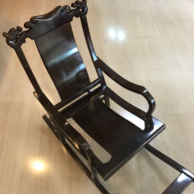 Rare Chinese Rocking Chair Chicken Wing Wood, Furniture & Home Living ...