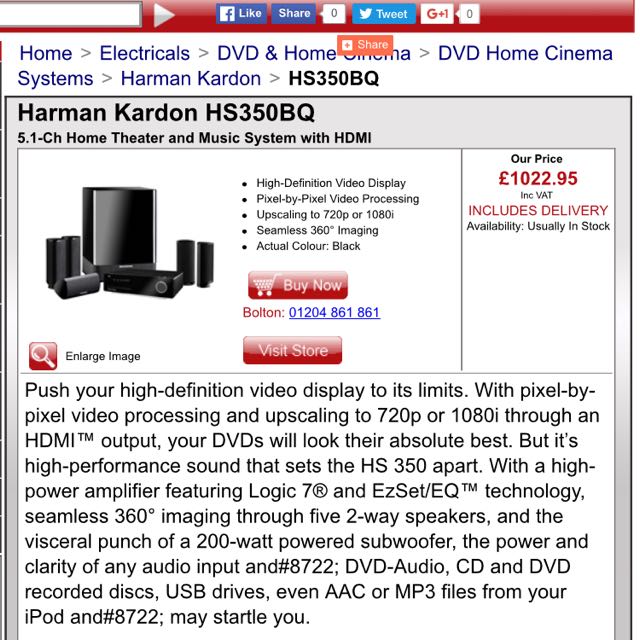 Harman Kardon HS350 Receiver, Audio, Soundbars, Speakers & Amplifiers ...