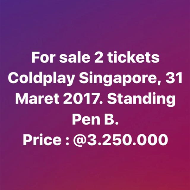 Tiket Coldplay Singapore, Tiket & Voucher, Tiket Acara di Carousell