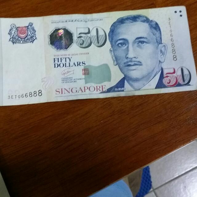 $50 auspicious number Singapore note, Hobbies & Toys, Memorabilia ...