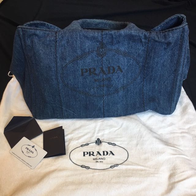 Pre Loved Original Prada Denim Canopy Bag, Luxury, Bags & Wallets on ...
