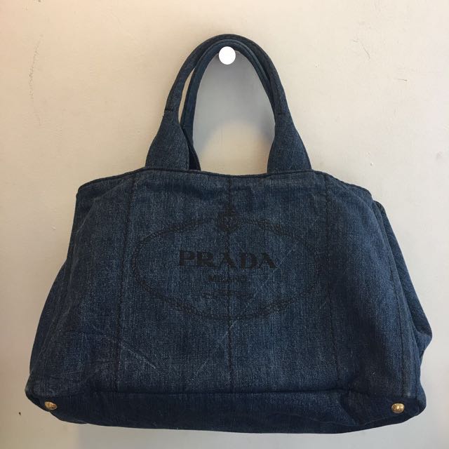 Pre Loved Original Prada Denim Canopy Bag, Luxury, Bags & Wallets on ...