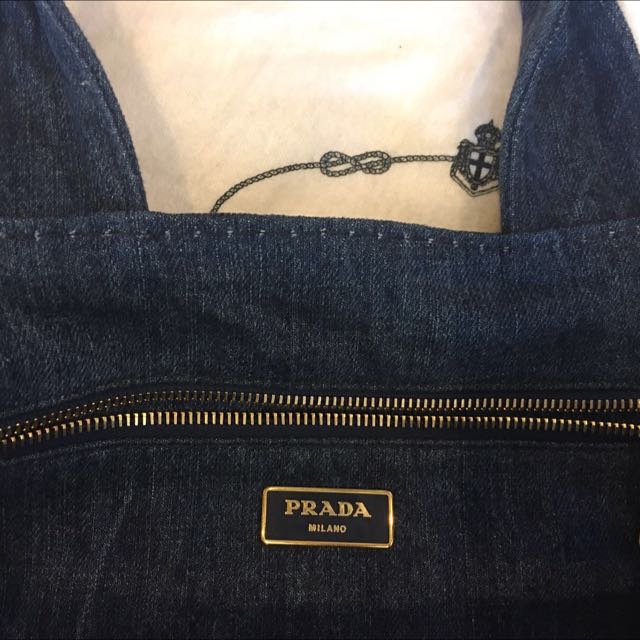 Pre Loved Original Prada Denim Canopy Bag, Luxury, Bags & Wallets on ...