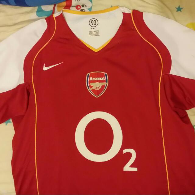Arsenal 04/05 O2 Home 阿仙奴主場球衣, 男裝, 運動服裝 - Carousell