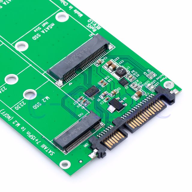 M.2 NGFF & mSATA SSD to 2.5" / 3.5" SATA 7+15 Pin Converter Adapter ...