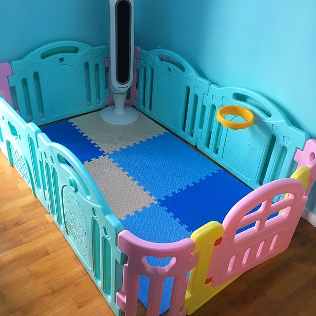 (Reserved) Preloved Pastel Color Playpen/PlayYard (4+1 Door+1 Slide ...