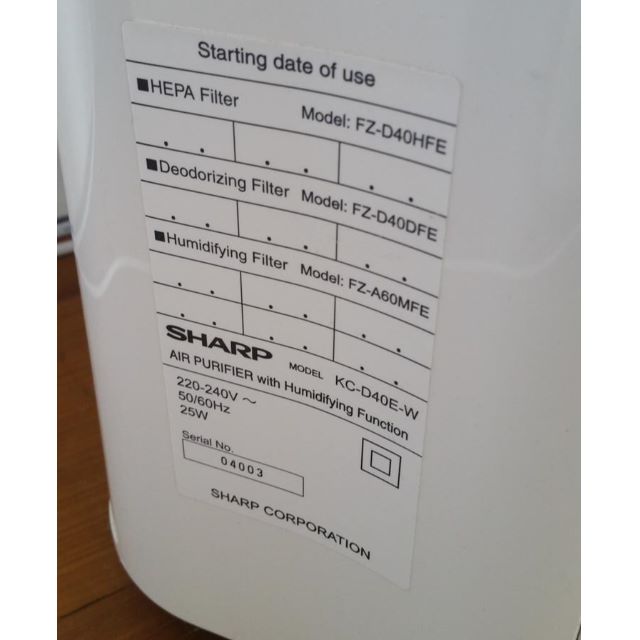 Sharp KC-D40E-W Air Purifier/Cleaner, TV & Home Appliances, Air Purifiers & Dehumidifiers on ...