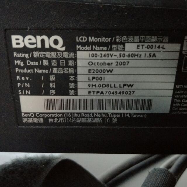 BenQ LCD Monitor 20 inch, Electronics, Computer Parts & Accessories on ...