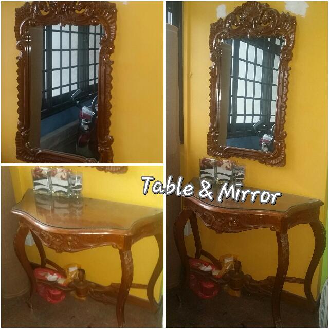 Table n Mirror (Teak wood), Furniture & Home Living, Furniture, Other ...