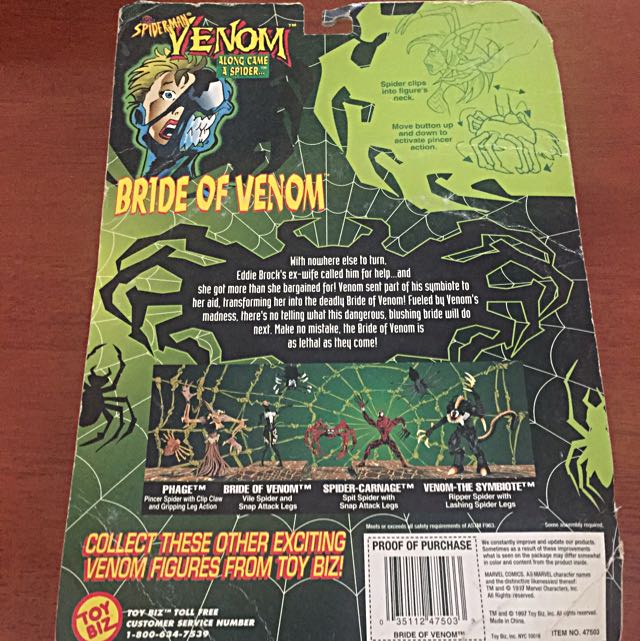 Toybiz Spider-Man Venom Bride Of Venom (vintage, Hasbro, Marvel, D.C ...