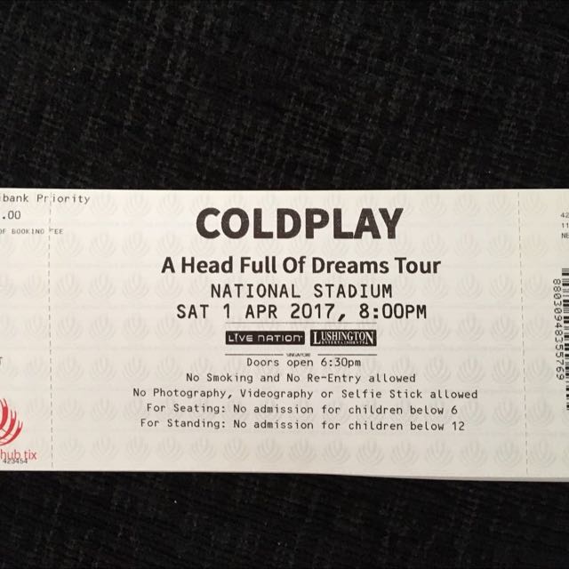 2x Cat 2 Seated Sec 110 Coldplay 1/4/17, Tickets & Vouchers, Local ...