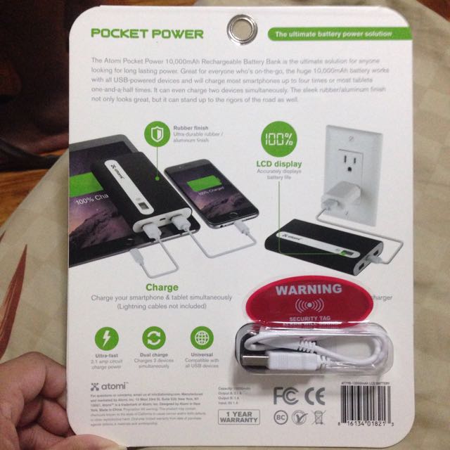 Atomi Power Bank 10000 mAh, Mobile Phones & Gadgets, Mobile & Gadget ...