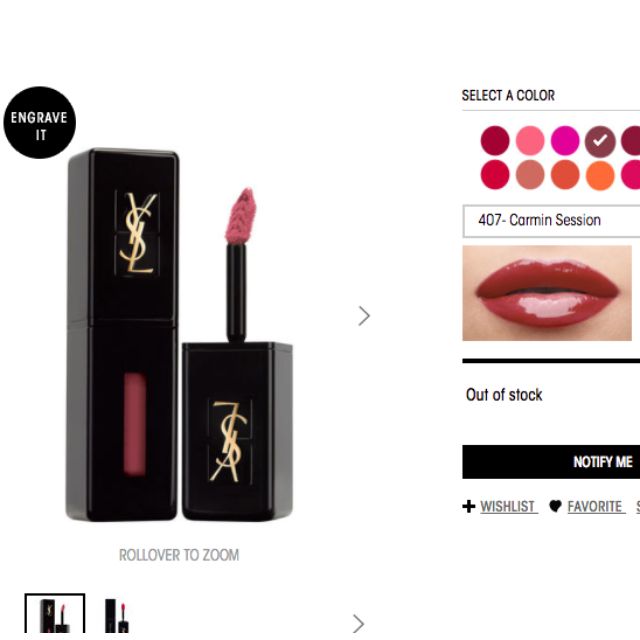 YSL VINYL CREAM LIP STAIN #407 CARMIN SESSION, Beauty & Personal Care ...