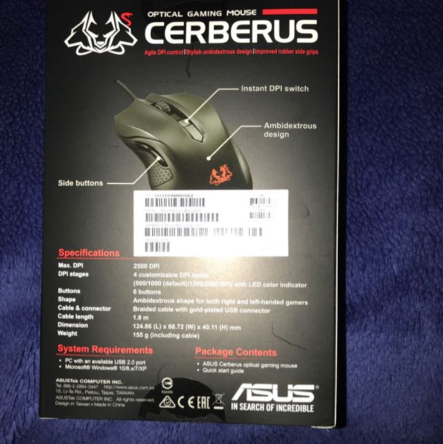 Brand New And Sealed ASUS Cerberus Gaming Mouse, Computers & Tech ...