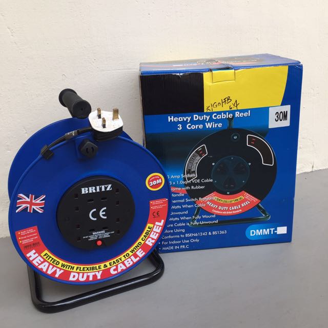Britz Heavy Duty Cable Reel 3 Core Wire Extension, Computers & Tech ...