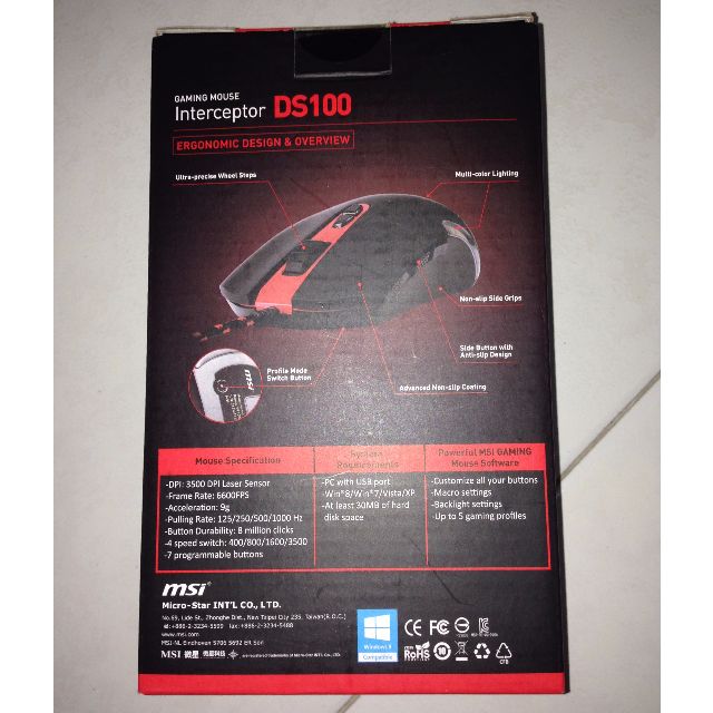 MSI Interceptor DS100 Gaming Mouse, Computers & Tech, Parts ...