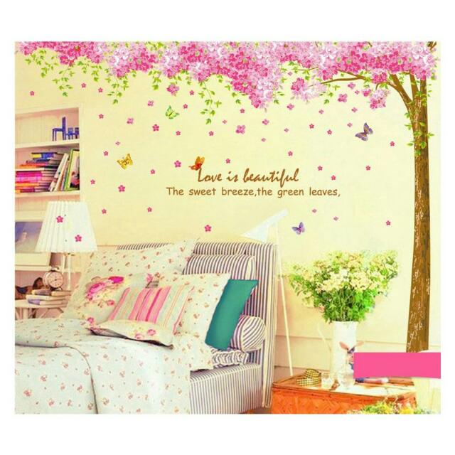 Romantic Sakura Tree Wall Sticker 60*90*3, Furniture & Home Living ...