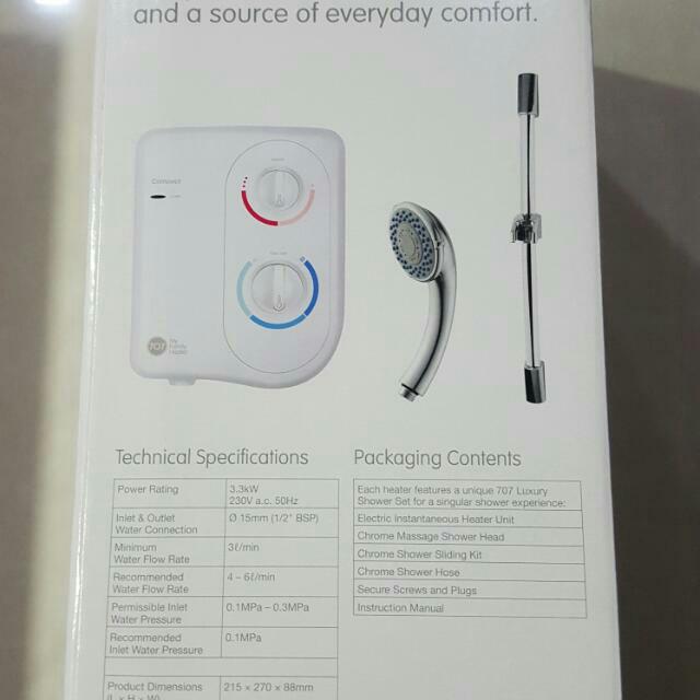 New Model 707 instant water heater with wiring + installation, TV ...