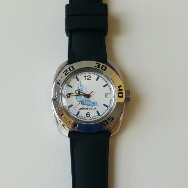 Vostok Amphibia White Sailboat 710 Ministry Case Diver Watch, Mobile ...