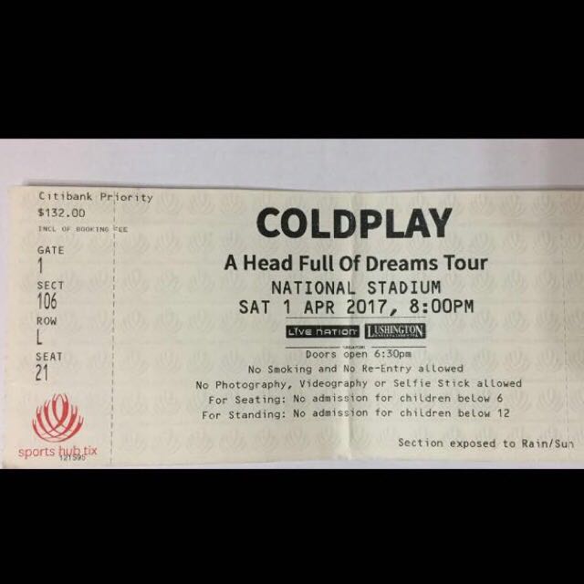 Coldplay Concert Tickets, Tickets & Vouchers, Event Tickets on Carousell