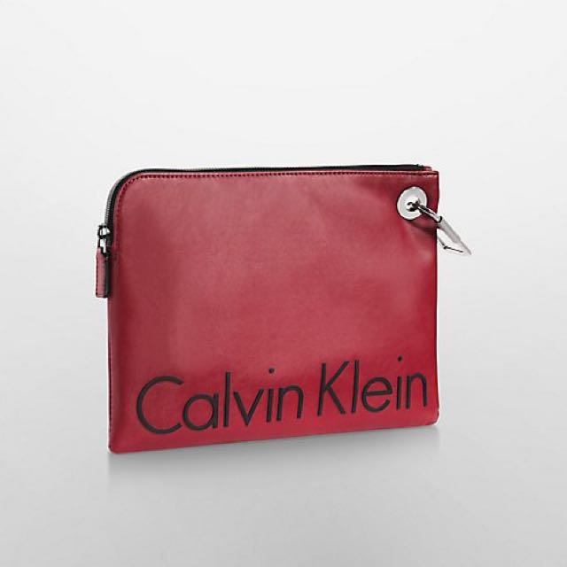 Calvin Klein Raised Logo Pouch With Carabiner, Men's Fashion, Bags ...