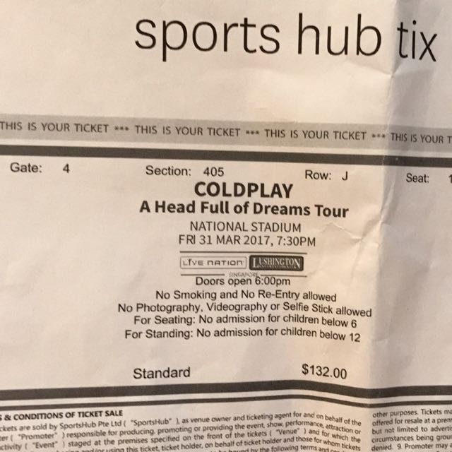 Coldplay Concert Tickets On 31st March, Tickets & Vouchers, Event ...