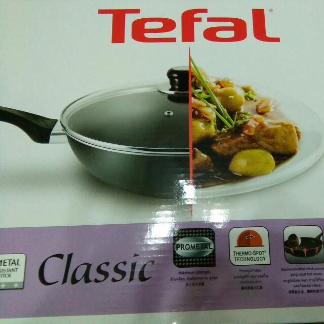 32cm Tefal Prometal Stir fry Pan With Glass Lid, TV & Home Appliances ...