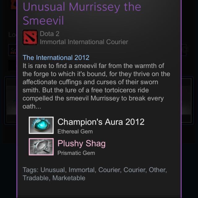 Dota 2 Unusual Courier (Murrissey Smeevil), Everything Else on Carousell