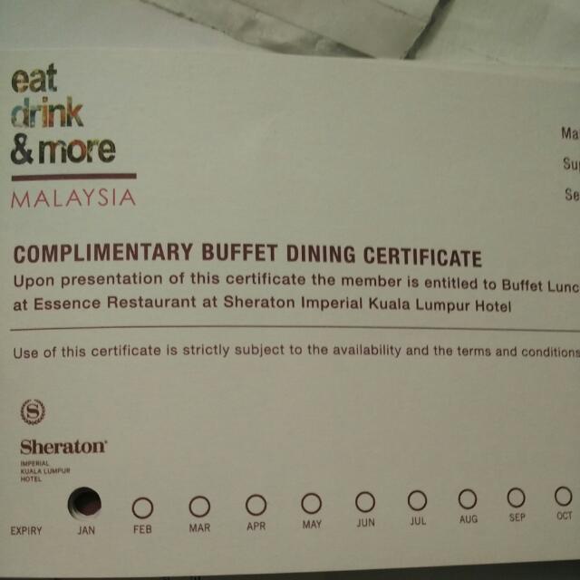 Hotel Dining Voucher Buffet Dinner For 2, Tickets & Vouchers, Vouchers ...