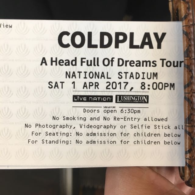 ORIGINAL Price Coldplay Ticket, Tickets & Vouchers, Event Tickets on ...