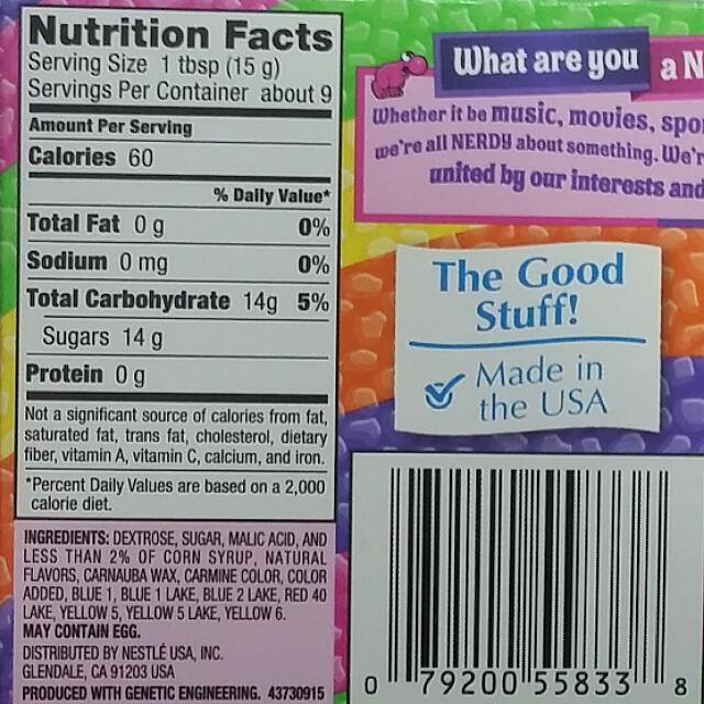nerds candy box back