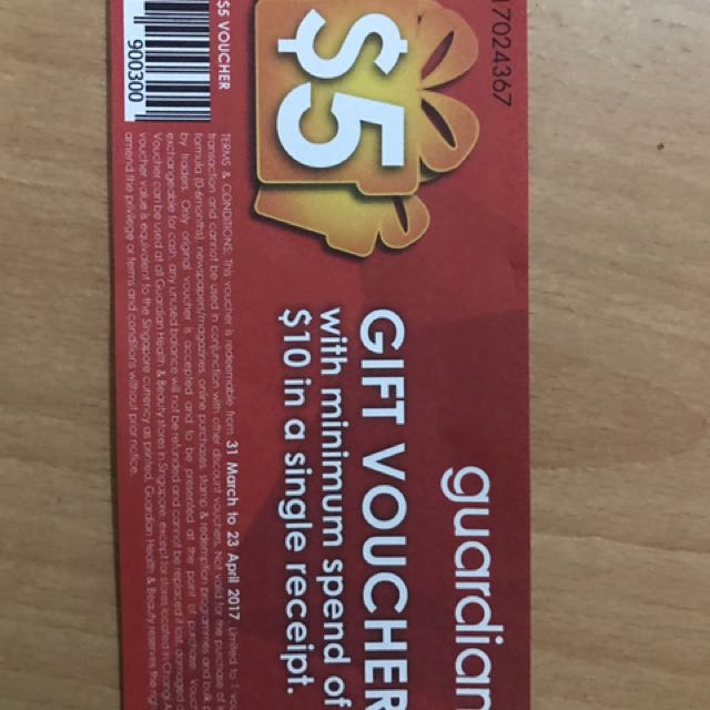 Guardian $5 Voucher, Entertainment, Gift Cards & Vouchers on Carousell
