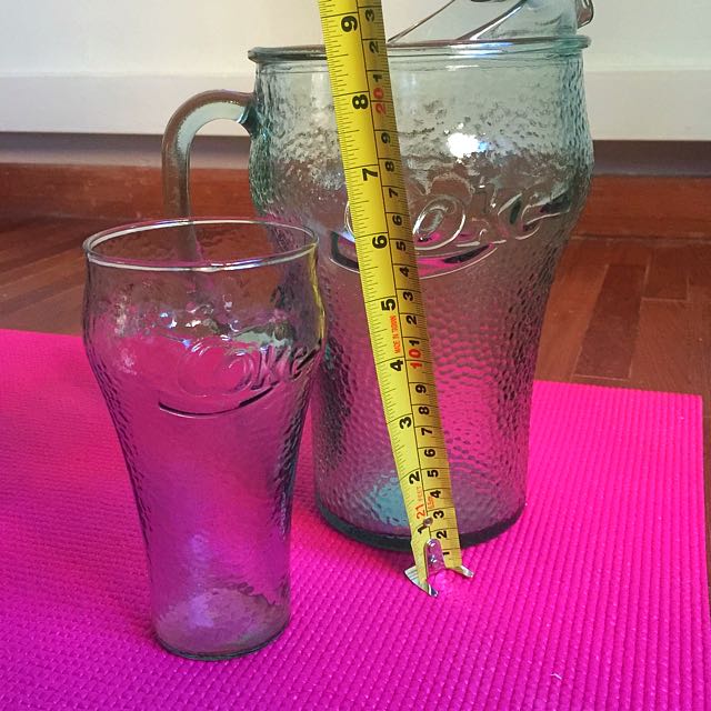 Coca-Cola-Green-Pebbled-Glass-Soda-Water-Beverage-Pitcher-with-Ice-Lip ...