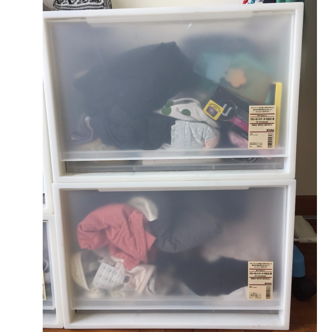 MUJI Plastic drawer (2), Furniture & Home Living, Home Improvement ...
