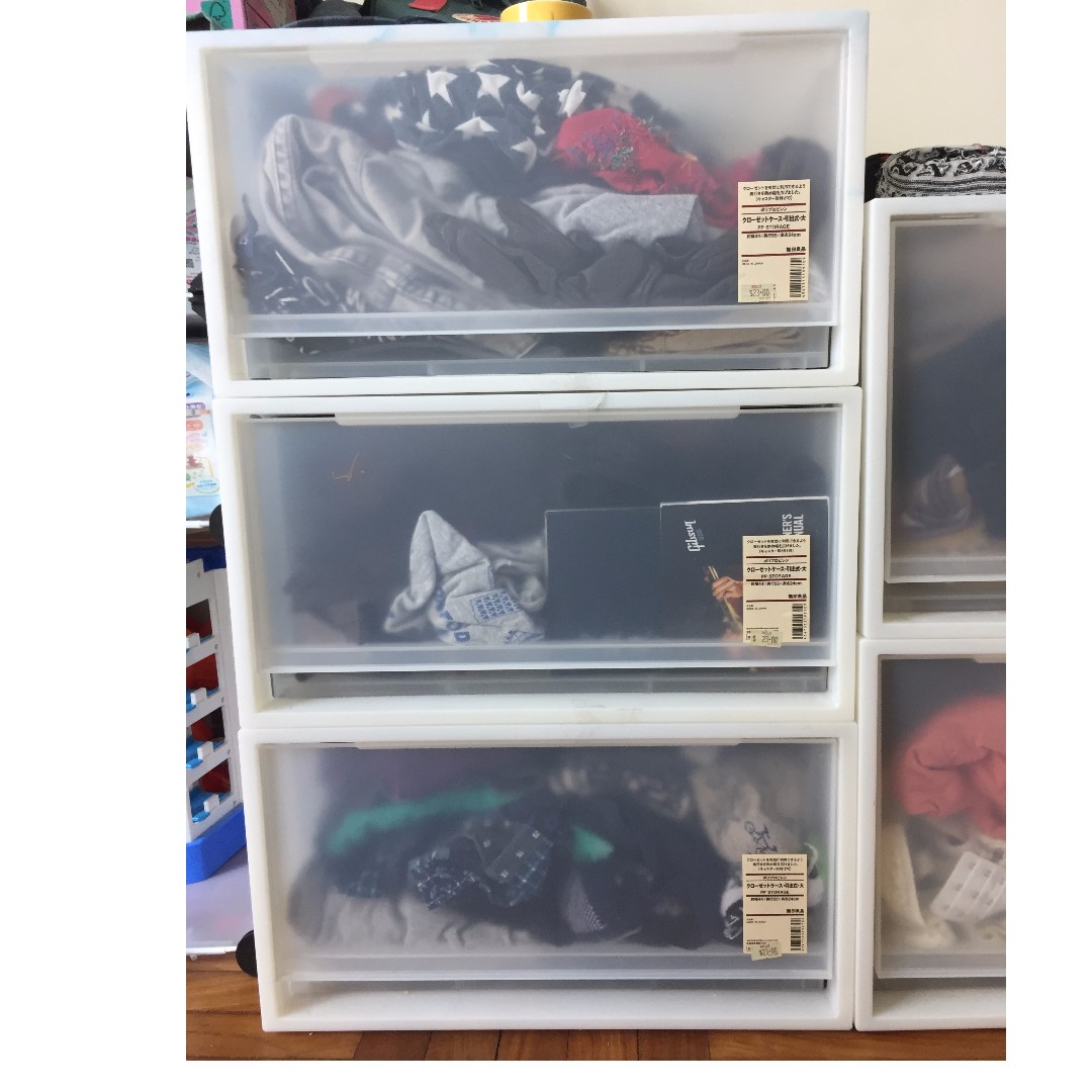 MUJI Plastic drawer (3), Furniture & Home Living, Home Improvement ...