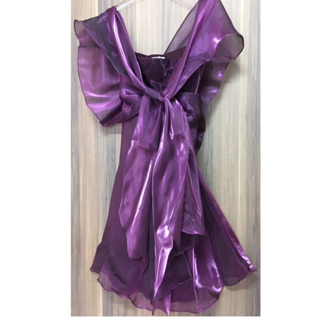 Daniel Yam evening cocktail tube dress in sheer satin purple, Women's ...