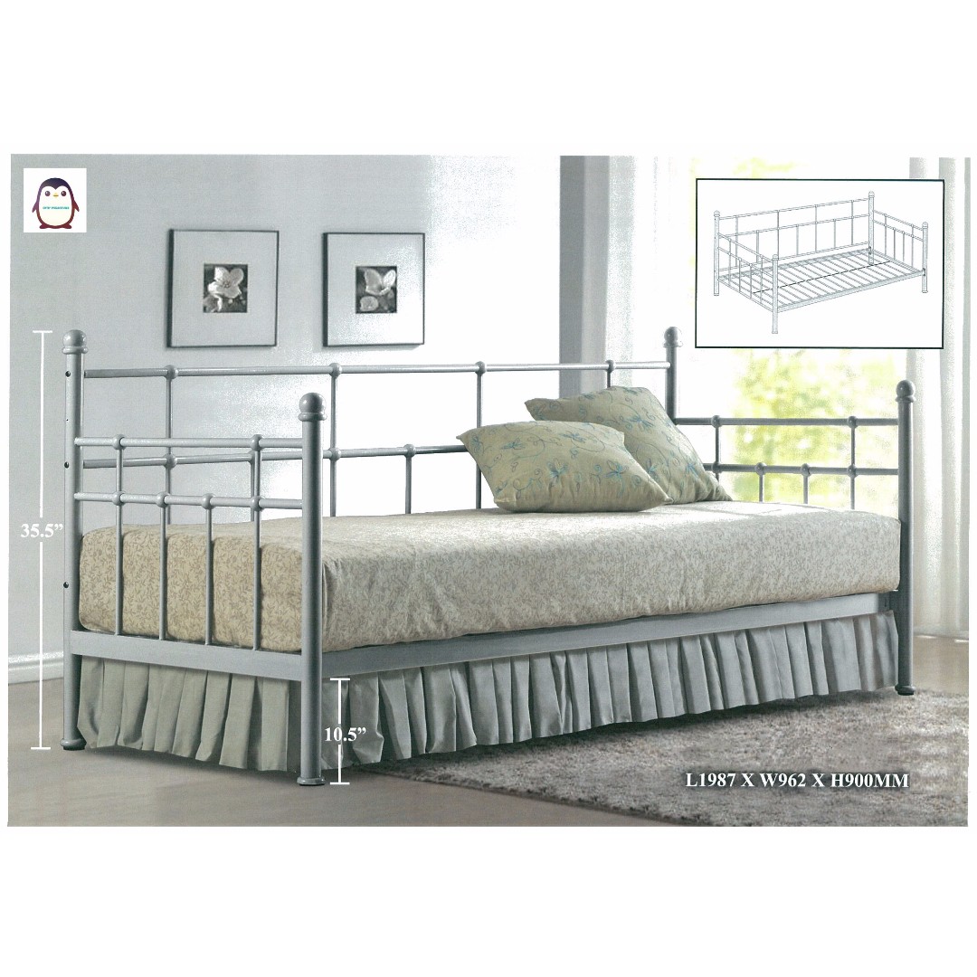 Single daybed (Silver Colour), Furniture & Home Living, Furniture, Bed ...