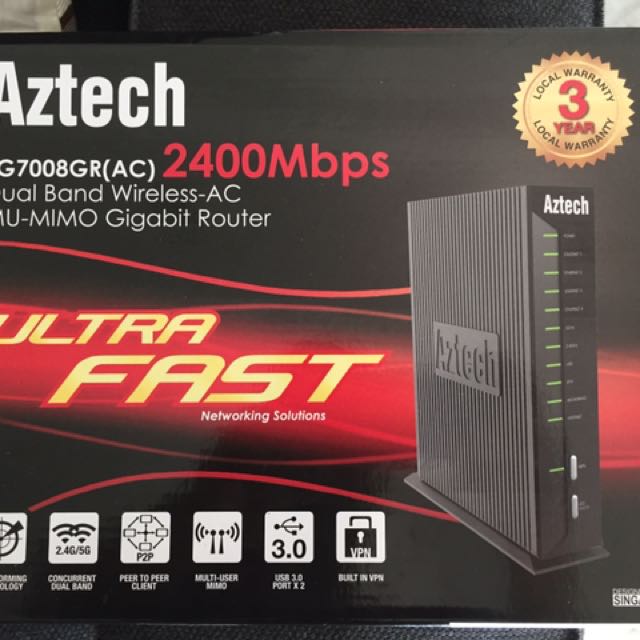 Aztech 2400 Mbps Dual Band Wireless AC Router, Computers & Tech, Parts ...