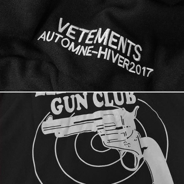 Vetements Eleven Inch Gun Club Hoodie, Women's Fashion, Tops ...