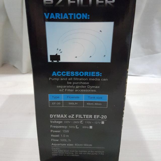 DYMAX eZ FILTER EF-20 (Tank Filtration), Pet Supplies, Homes & Other Pet Accessories on Carousell