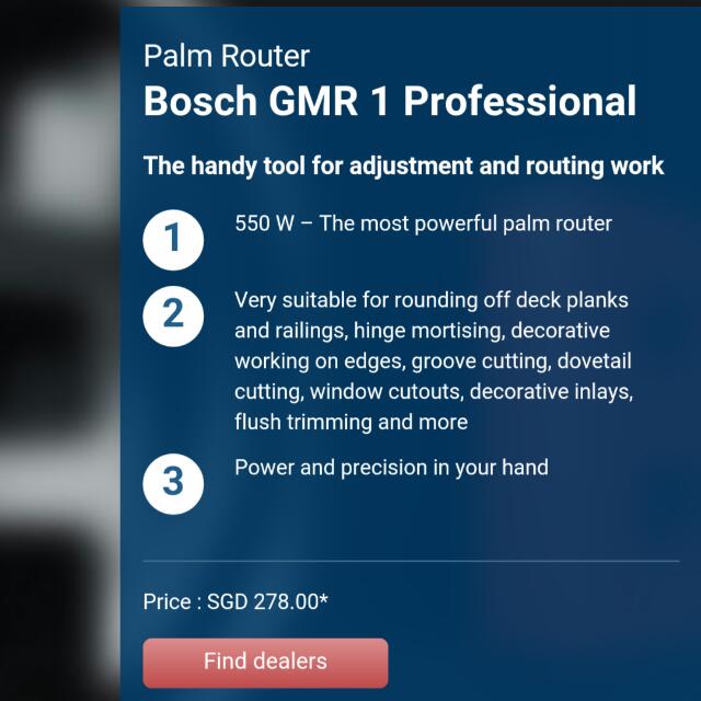 NEW Bosch GMR 1 Palm Router (GKS 600), Furniture, Others on Carousell