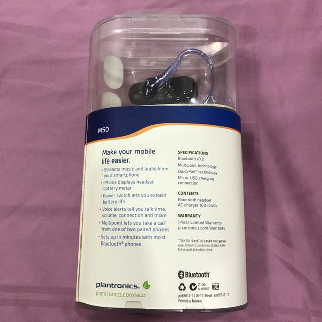 Plantronics M50 Bluetooth Headset, Audio, Headphones & Headsets on ...
