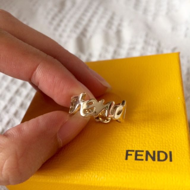 FENDI Script Ring In Gold, Luxury, Accessories on Carousell