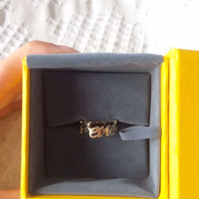 FENDI Script Ring In Gold, Luxury, Accessories on Carousell