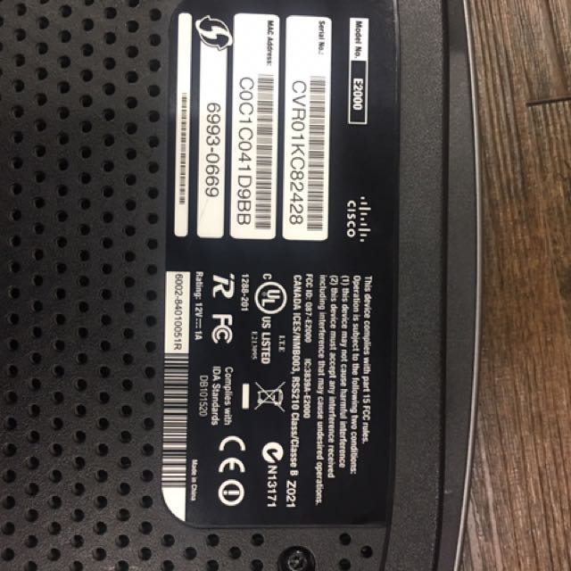 Cisco WiFi Router Model Linksys E2000, Computers & Tech, Parts ...