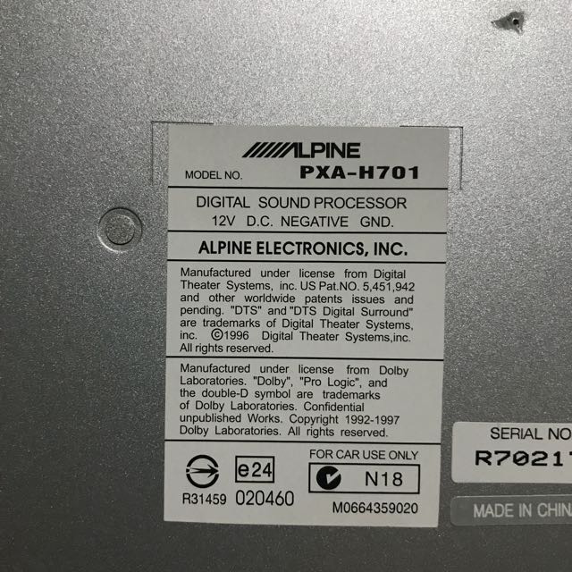 Alpine PXA-H701 Sound Processor And head Unit DVD Player, Car ...